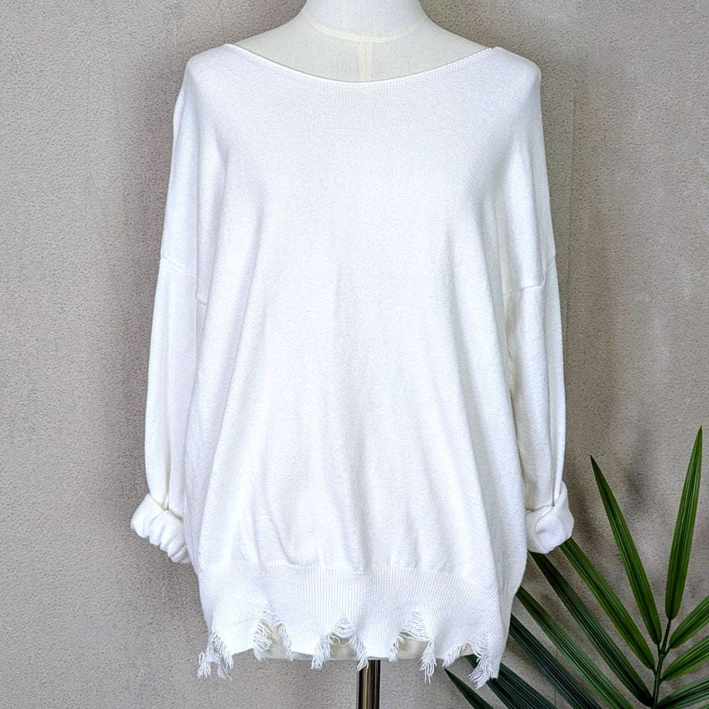 Super soft jumper with fashionable distressed hem line (S-M) – Tempest ...