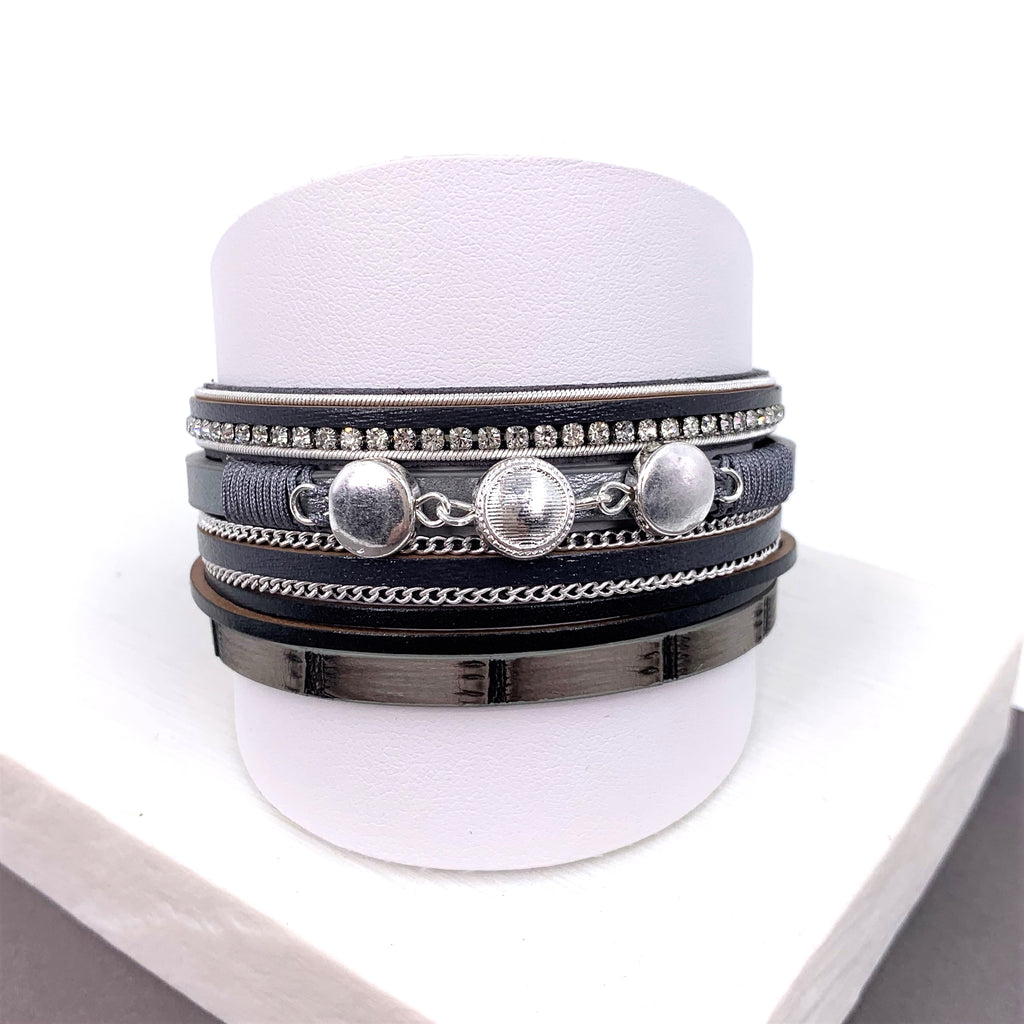 Triple disc and croc PU detail multistrand magnetic bracelet – Tempest ...