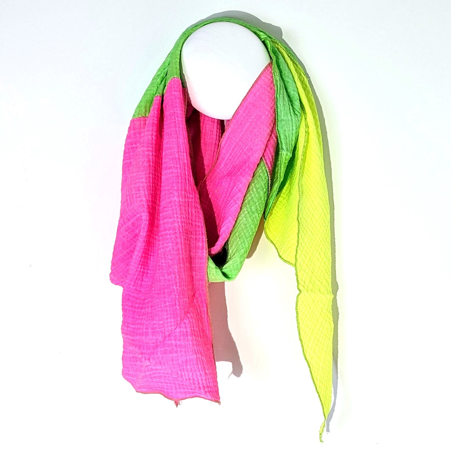 Triple neon colour raw edge Italian scarf – Tempest Designs