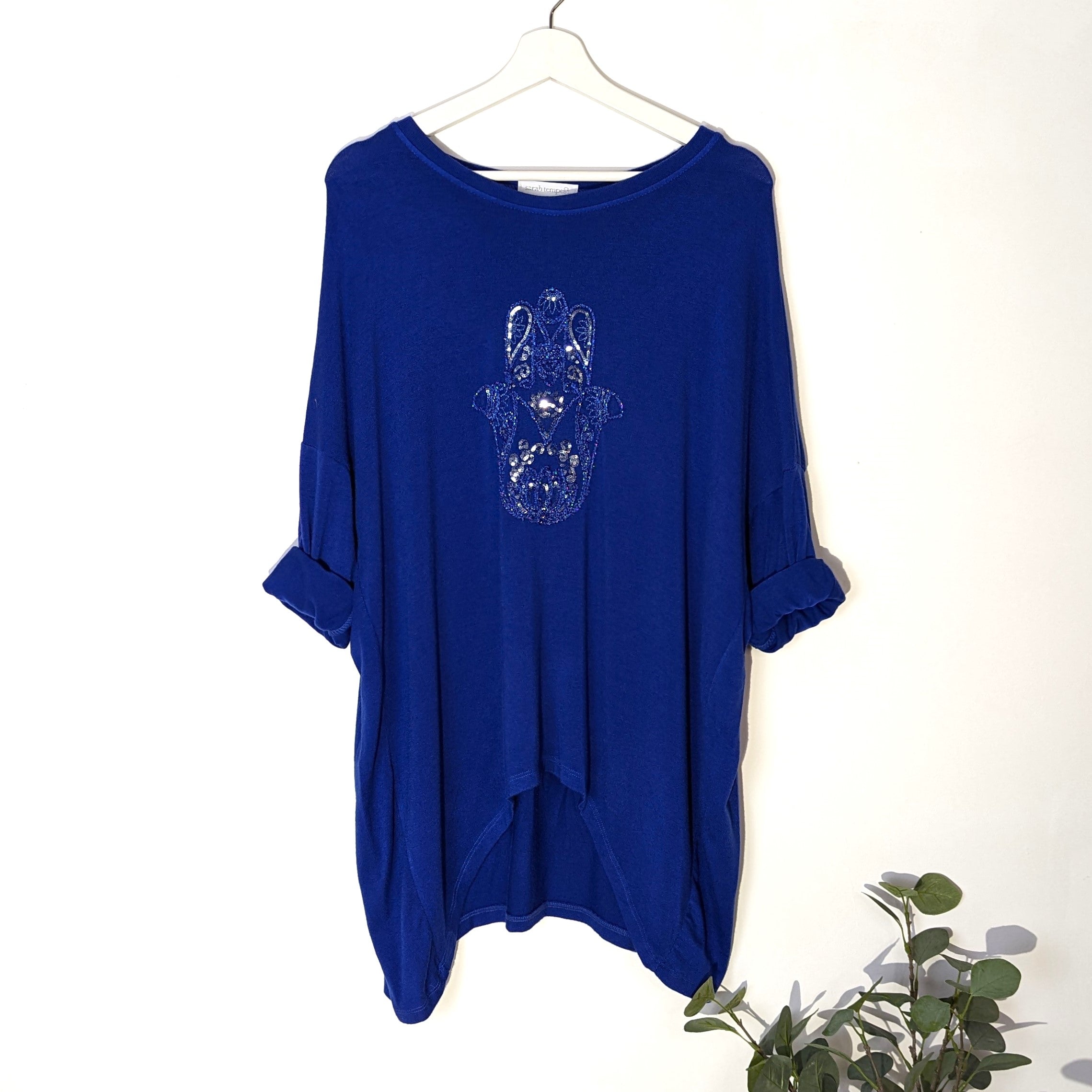 Rayon mix roomy & comfy top with hand of Hamsa embroidered motif (M-XL ...