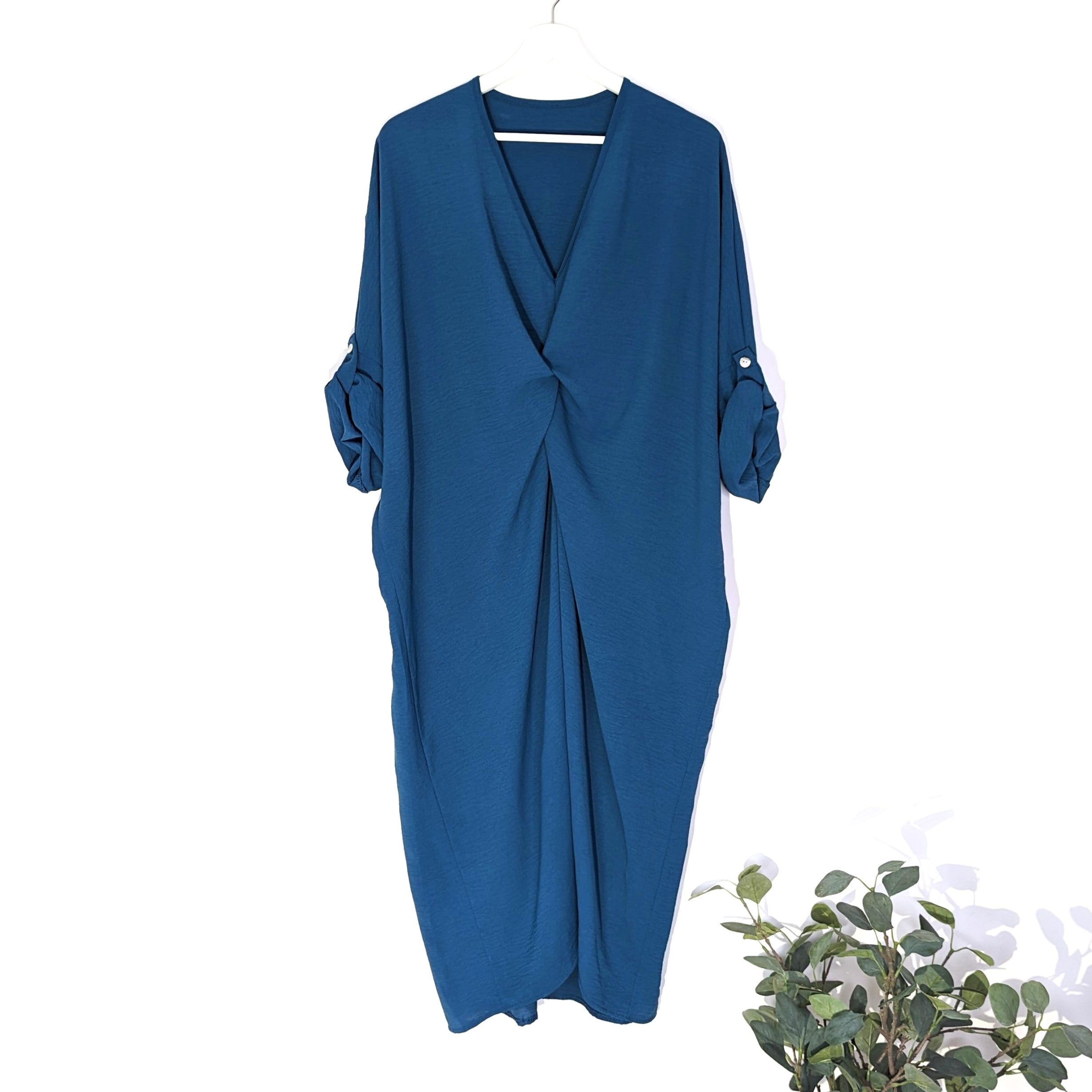 Twist front plain roomy dress (M-XL) – Tempest Designs