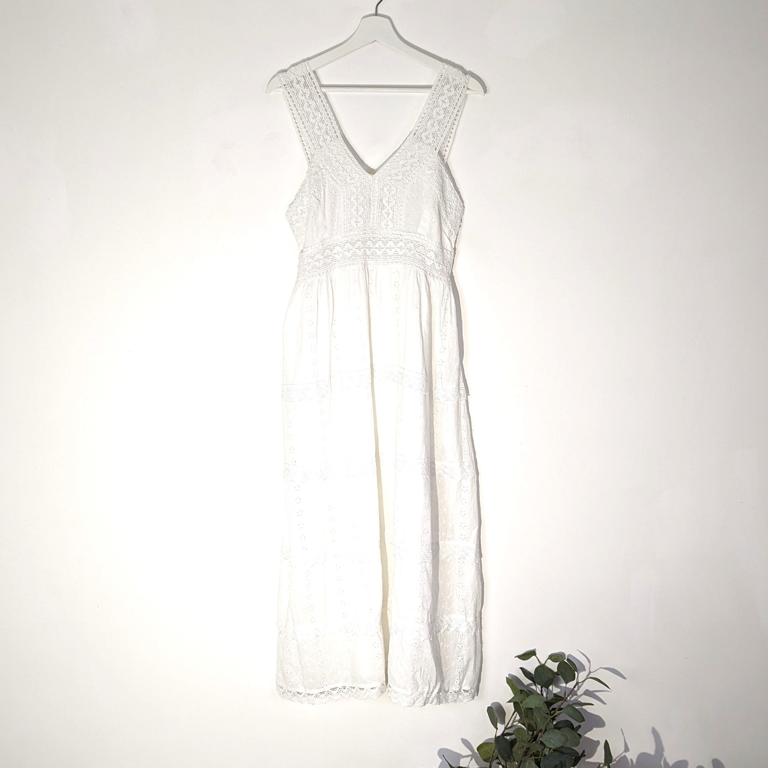 Lace band straps and bust cotton embroidery anglaise sundress with tie ...